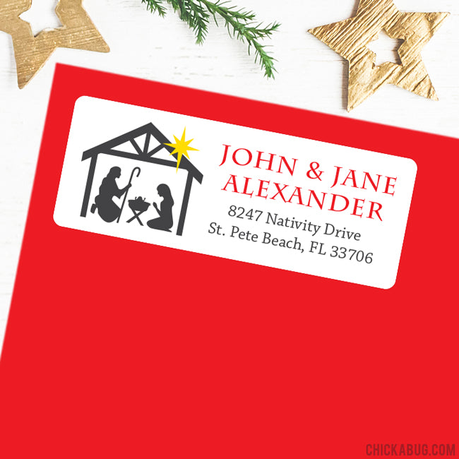 Personalized Christmas Nativity Silhouette Return Address Labels ...