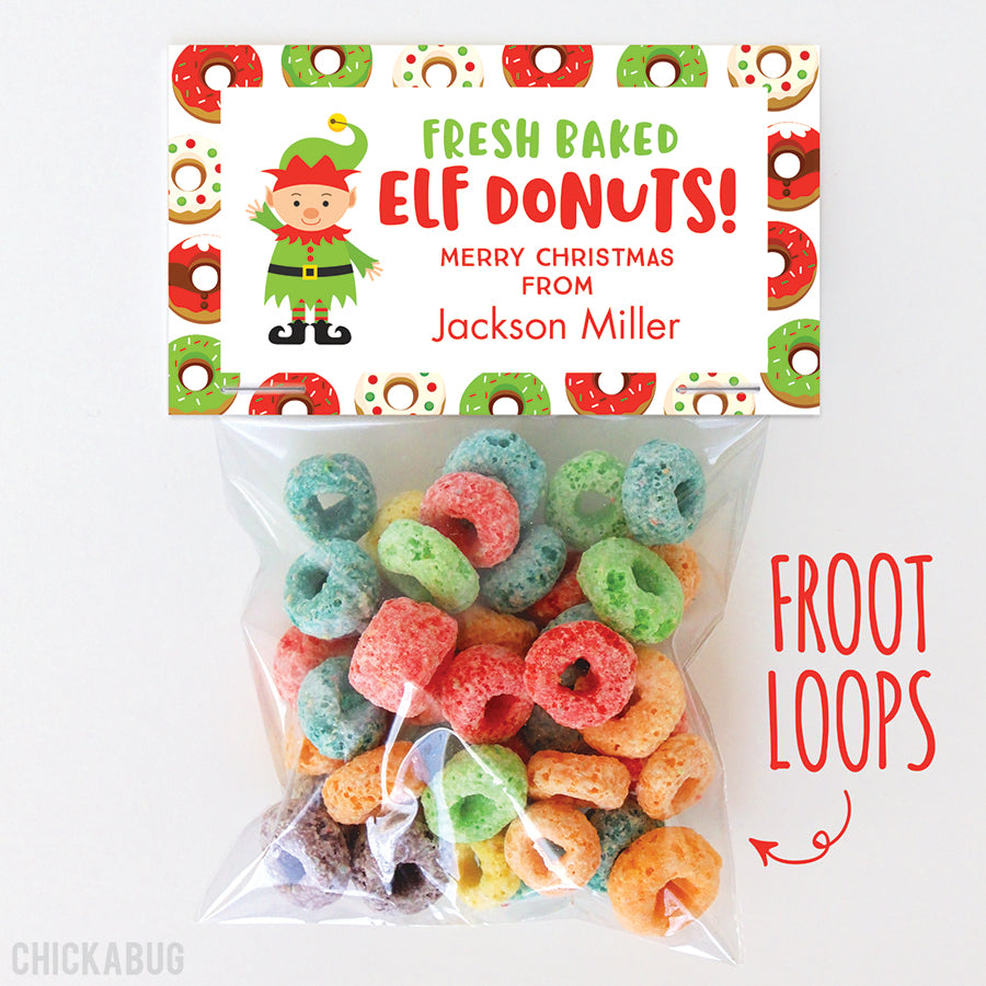 Personalized "Elf Donuts" Christmas Treat Bags | Class Gifts, Party ...