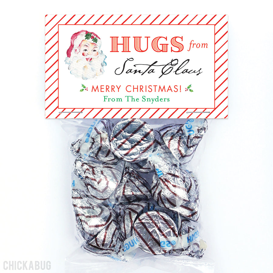 Personalized "Hugs from Santa Claus" Christmas Candy Treat Bags – Chickabug