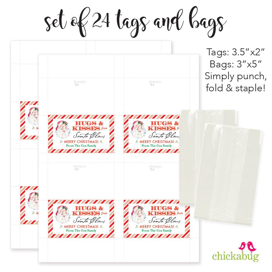 Personalized "Hugs & Kisses from Santa Claus" Christmas Candy Bags ...