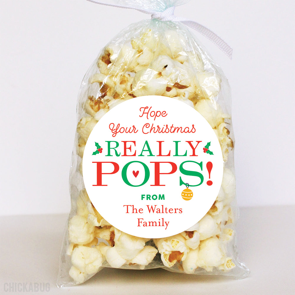 Personalized "Hope Your Christmas Really Pops" Popcorn Gift Labels ...