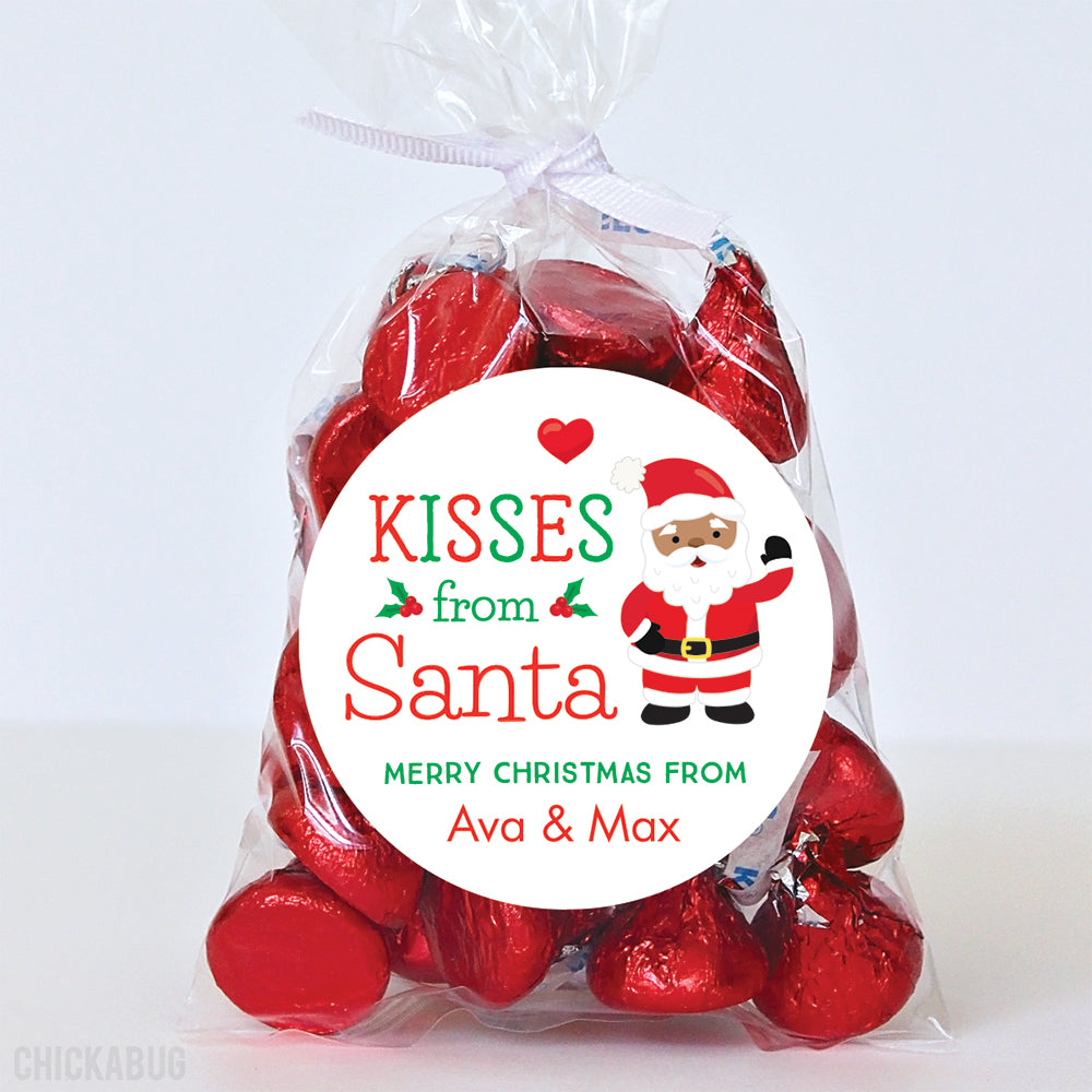 Kisses from Santa Christmas Labels - African-American Santa – Chickabug