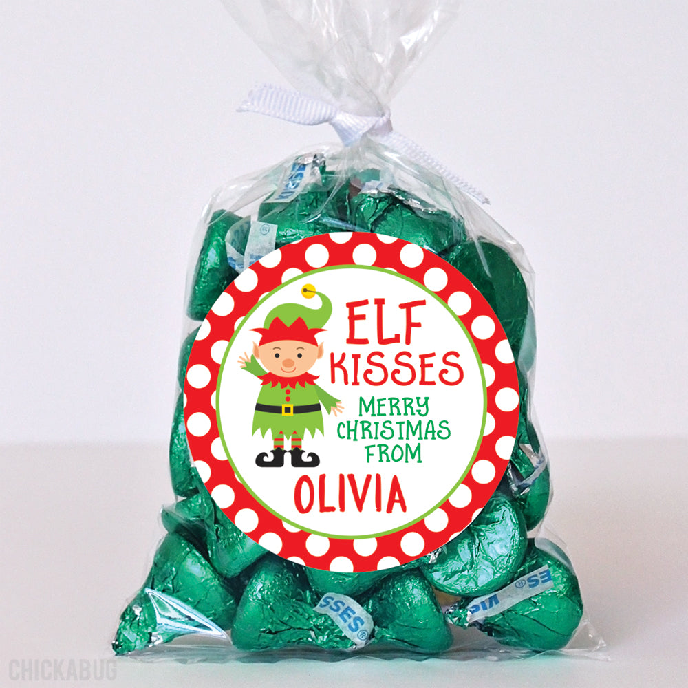 Personalized "Elf Kisses" Christmas Stickers – Chickabug