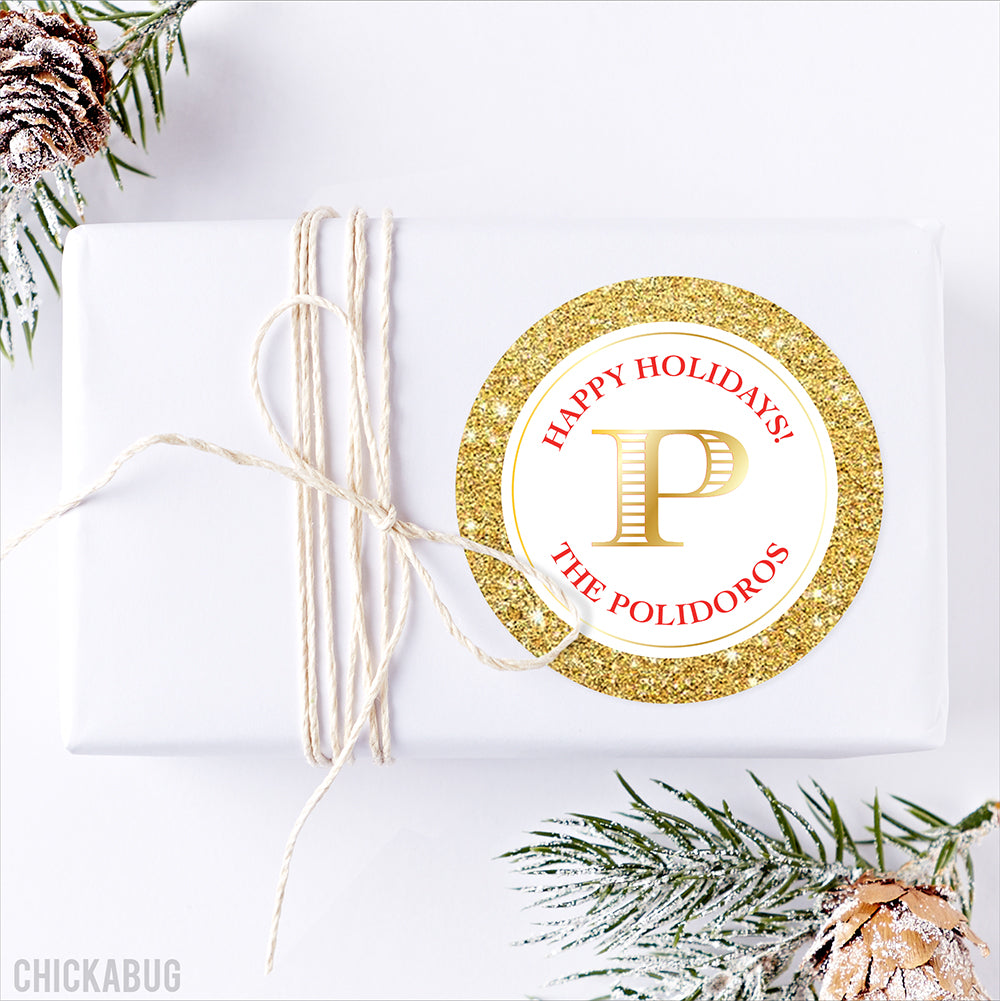 Gold Monogrammed Holiday Stickers – Chickabug