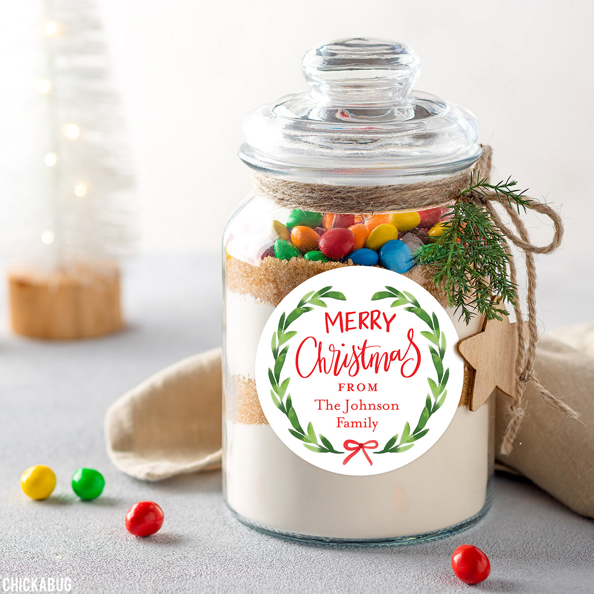 Personalized Watercolor Wreath Christmas Gift Labels – Chickabug