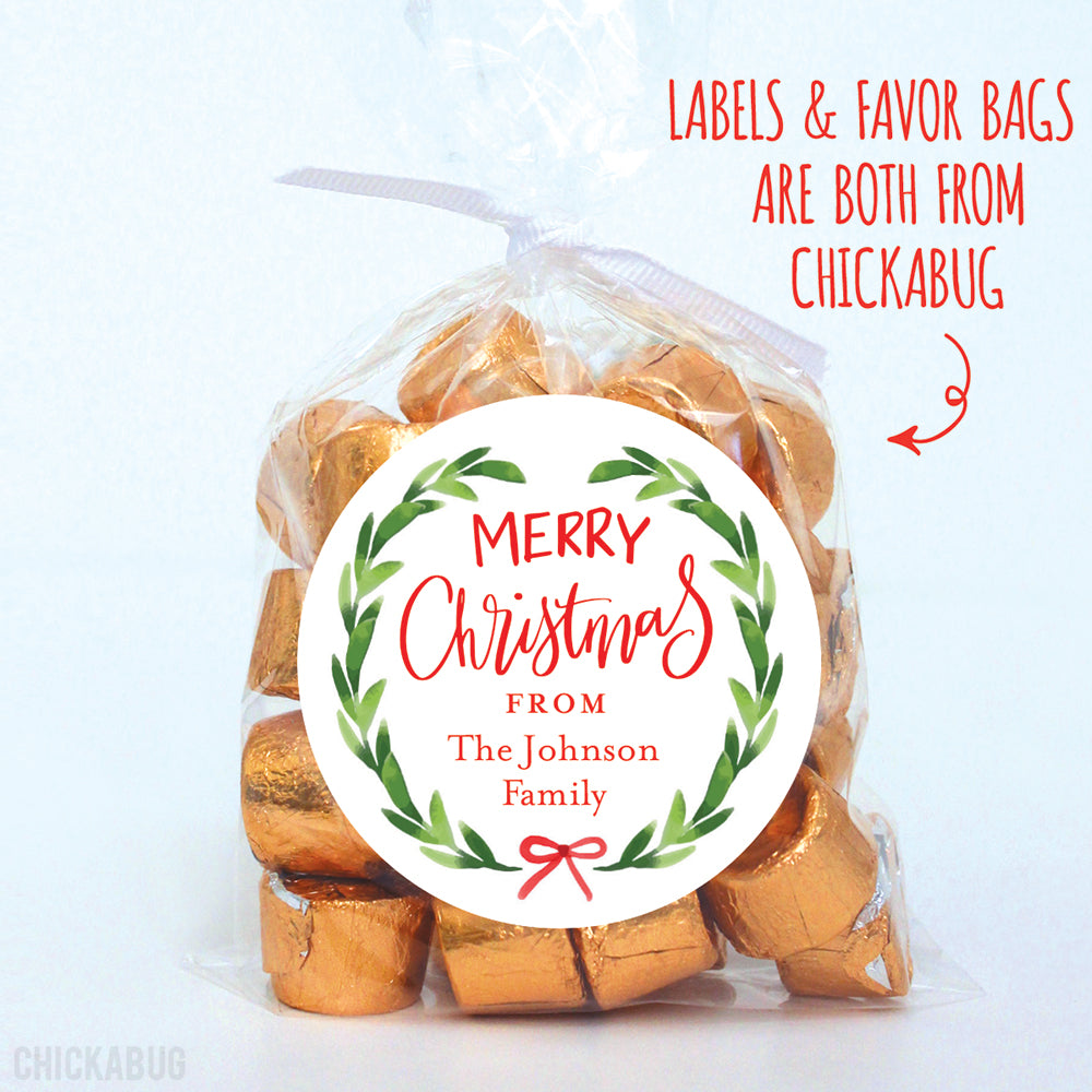 Personalized Watercolor Wreath Christmas Gift Labels – Chickabug