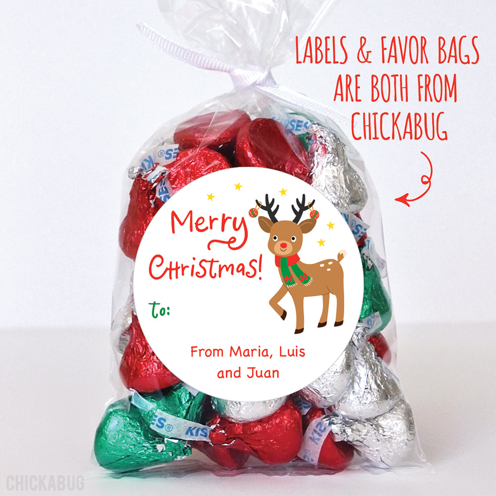 Personalized Reindeer Peel-and-Stick Christmas Gift Labels – Chickabug
