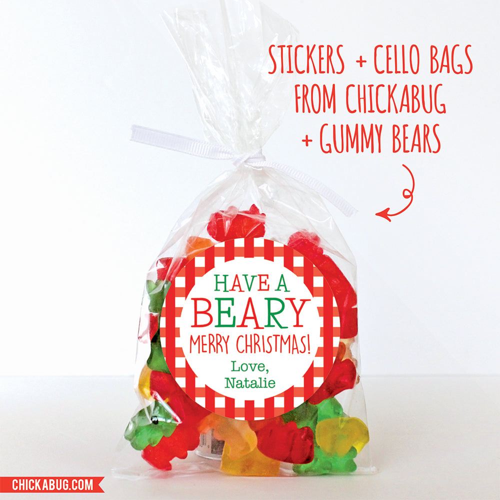 Personalized "Have a BEARY Merry Christmas" Stickers – Chickabug