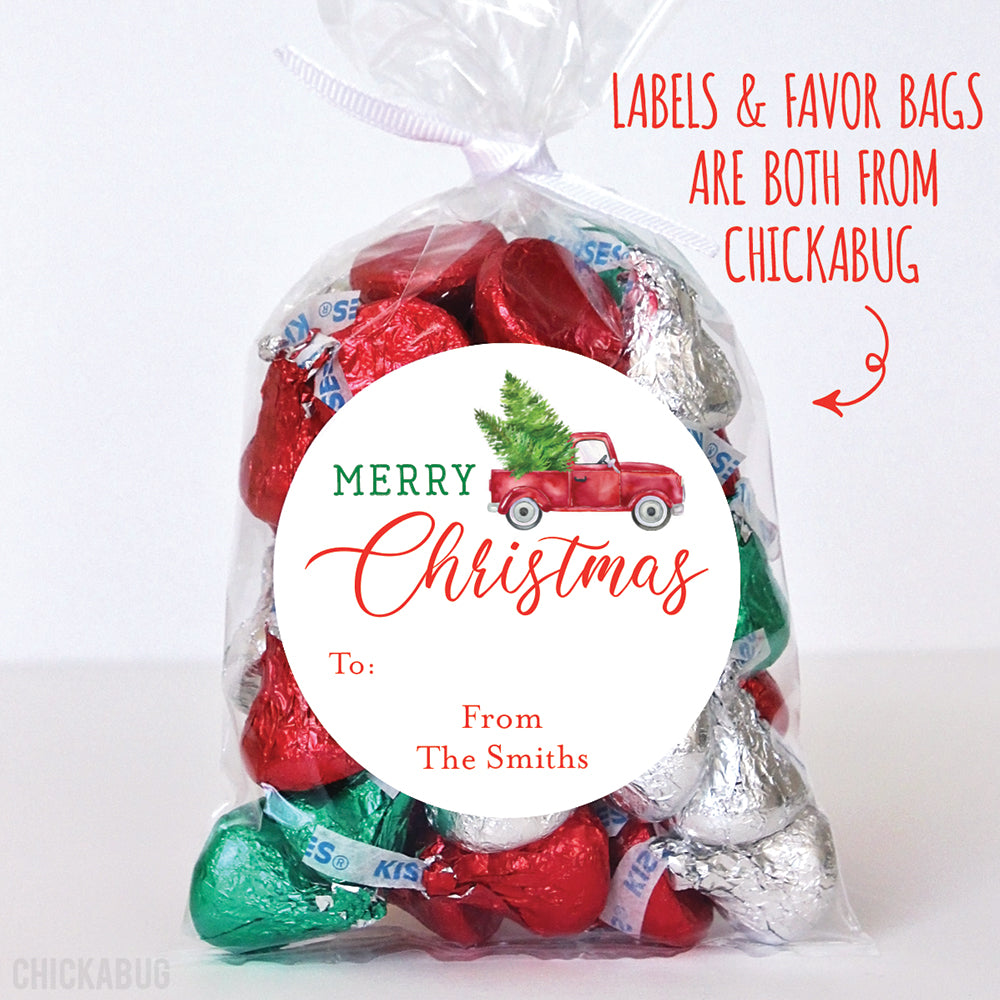 Red Truck with Trees Christmas Gift Labels – Chickabug