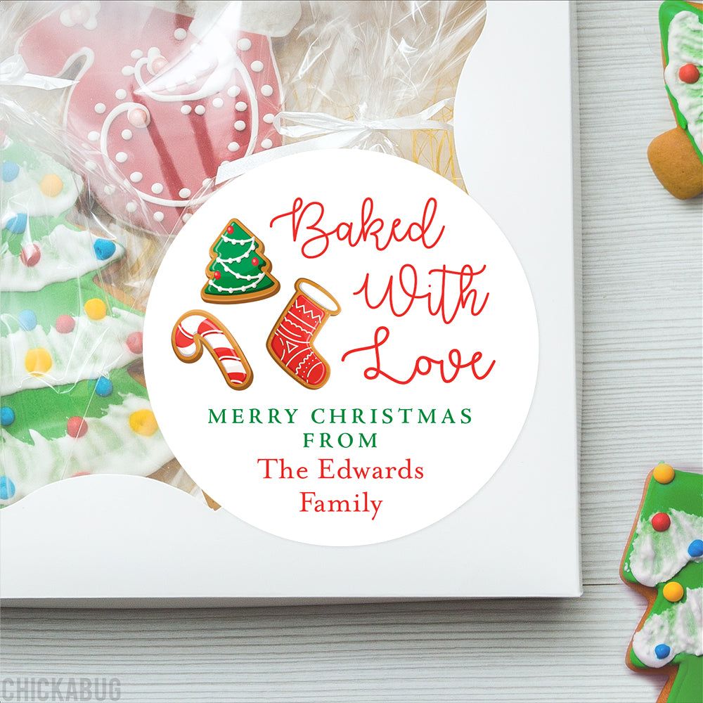 Personalized "Baked With Love" Christmas Food Gift Stickers – Chickabug