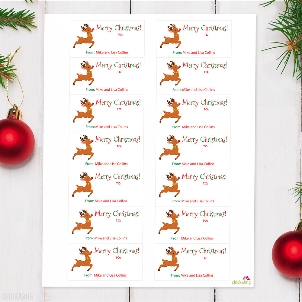 Personalized Rudolph Write-On Christmas Gift Labels – Chickabug