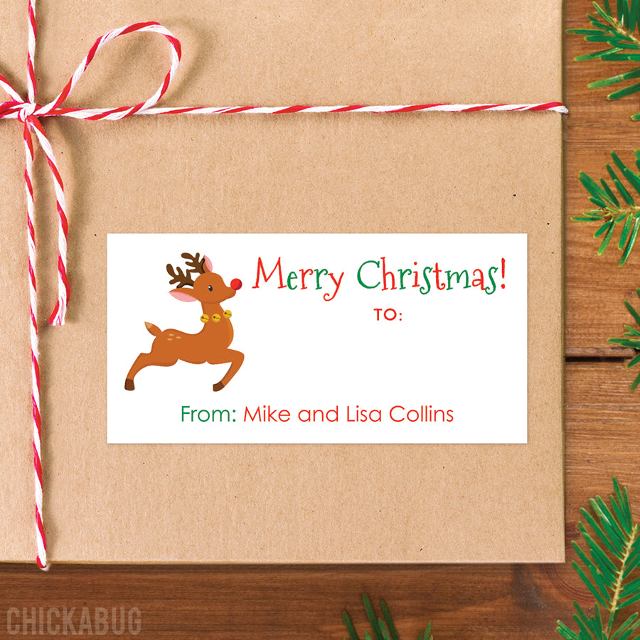 Personalized Rudolph Write-On Christmas Gift Labels – Chickabug