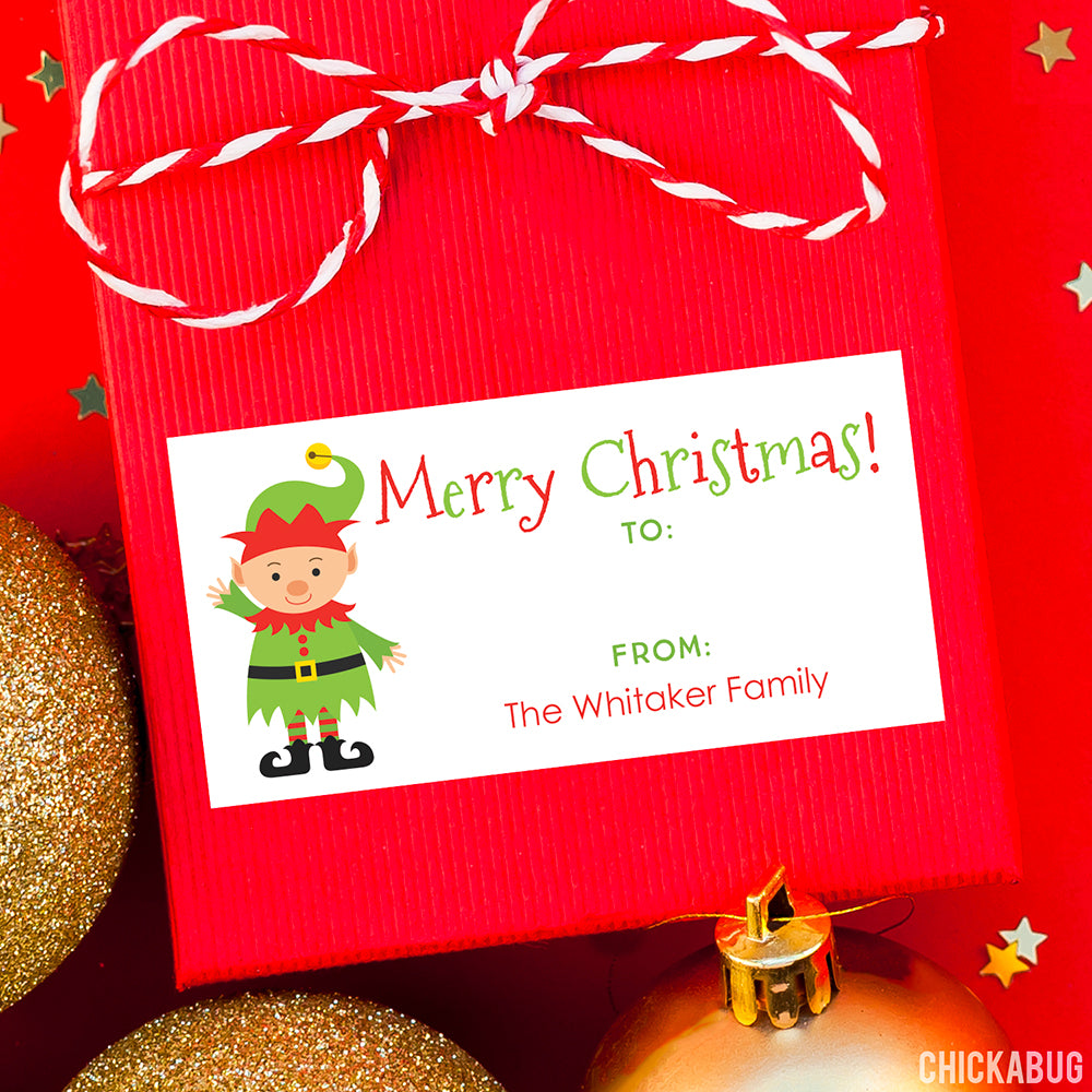 Personalized Christmas Elf Peel-and-Stick Christmas Gift Labels – Chickabug