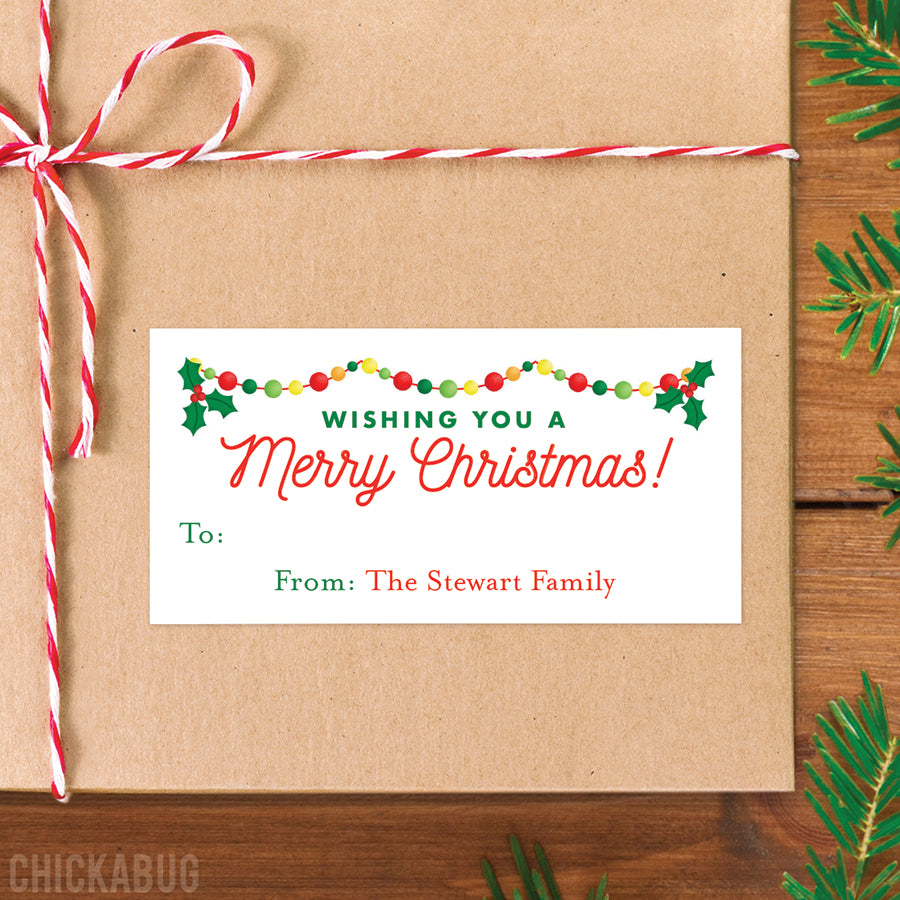 Festive Garland Personalized Christmas Gift Labels – Chickabug