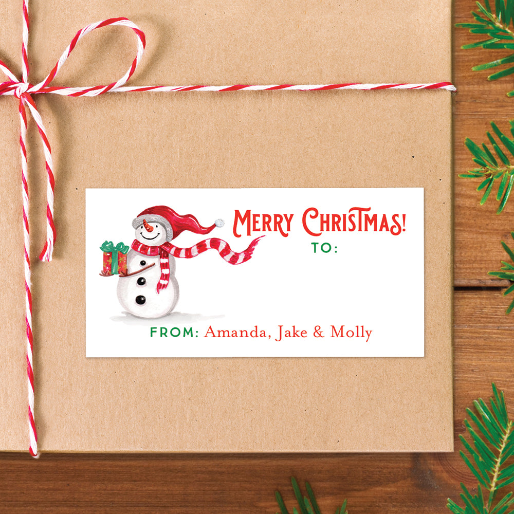 Personalized Happy Snowman Write-On Christmas Gift Labels – Chickabug