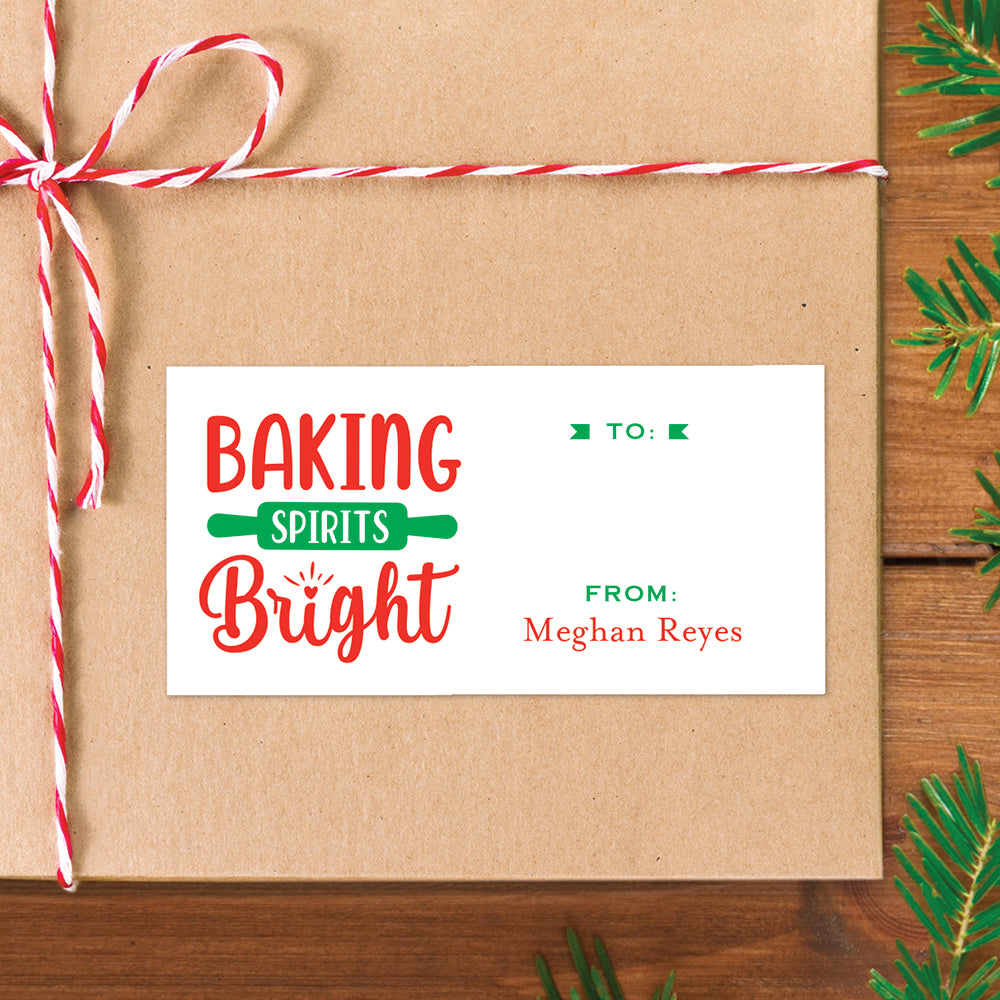 Personalized "Baking Spirits Bright" Christmas Food Gift Labels – Chickabug