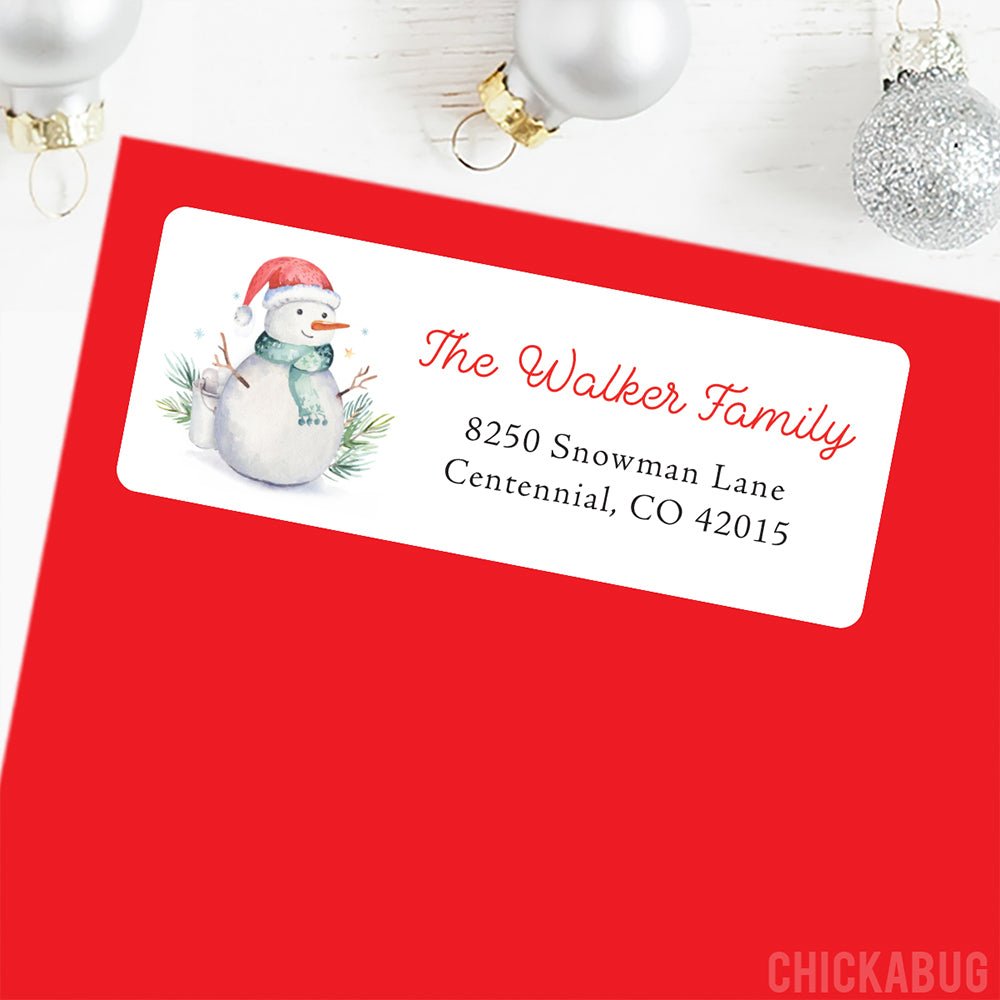 Personalized Snowman Christmas Return Address Labels – Chickabug