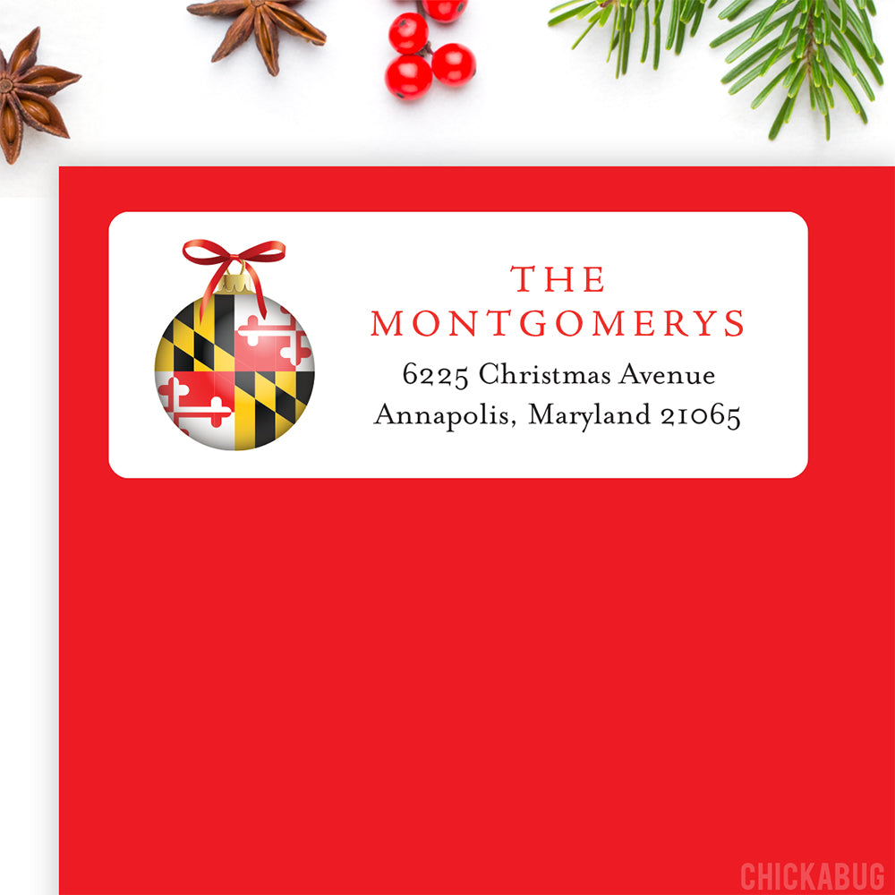 Personalized Maryland State Flag Christmas Address Labels – Chickabug