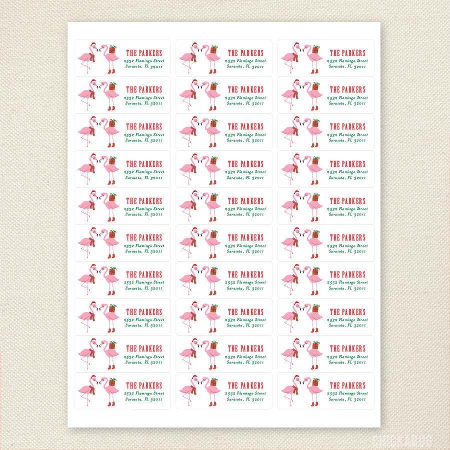 Personalized Christmas Flamingos Return Address Labels – Chickabug