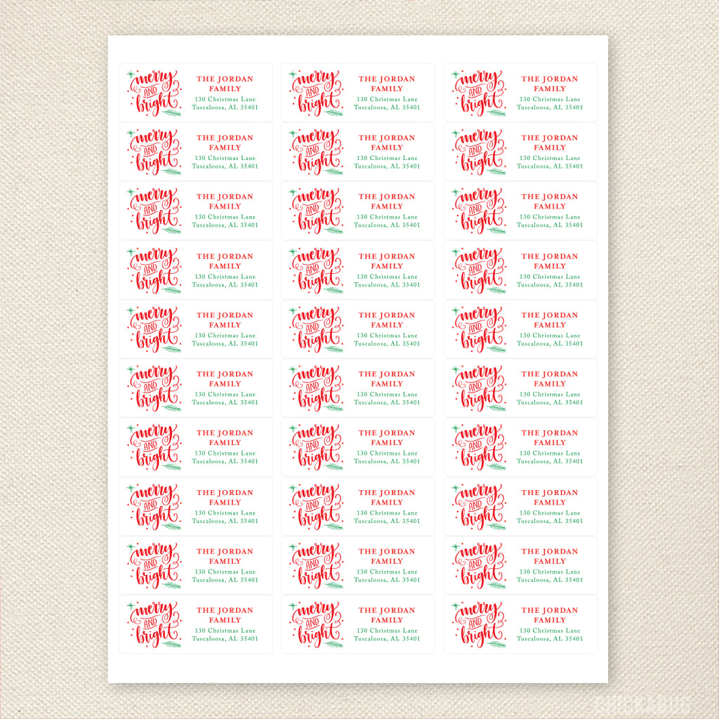 Personalized "Merry and Bright" Christmas Return Address Labels – Chickabug