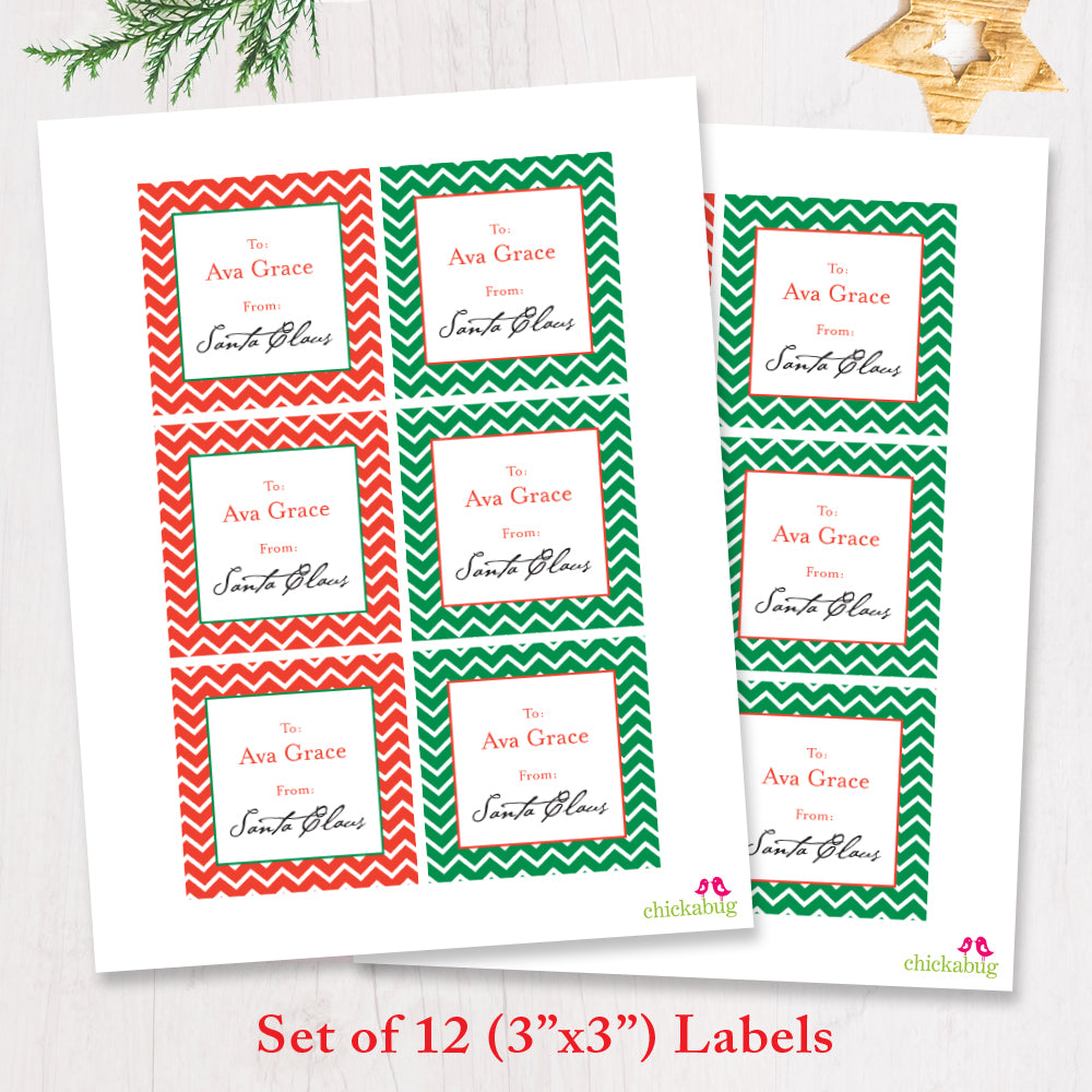 Signed by Santa *Personalized* Christmas Gift Labels - Chevron – Chickabug