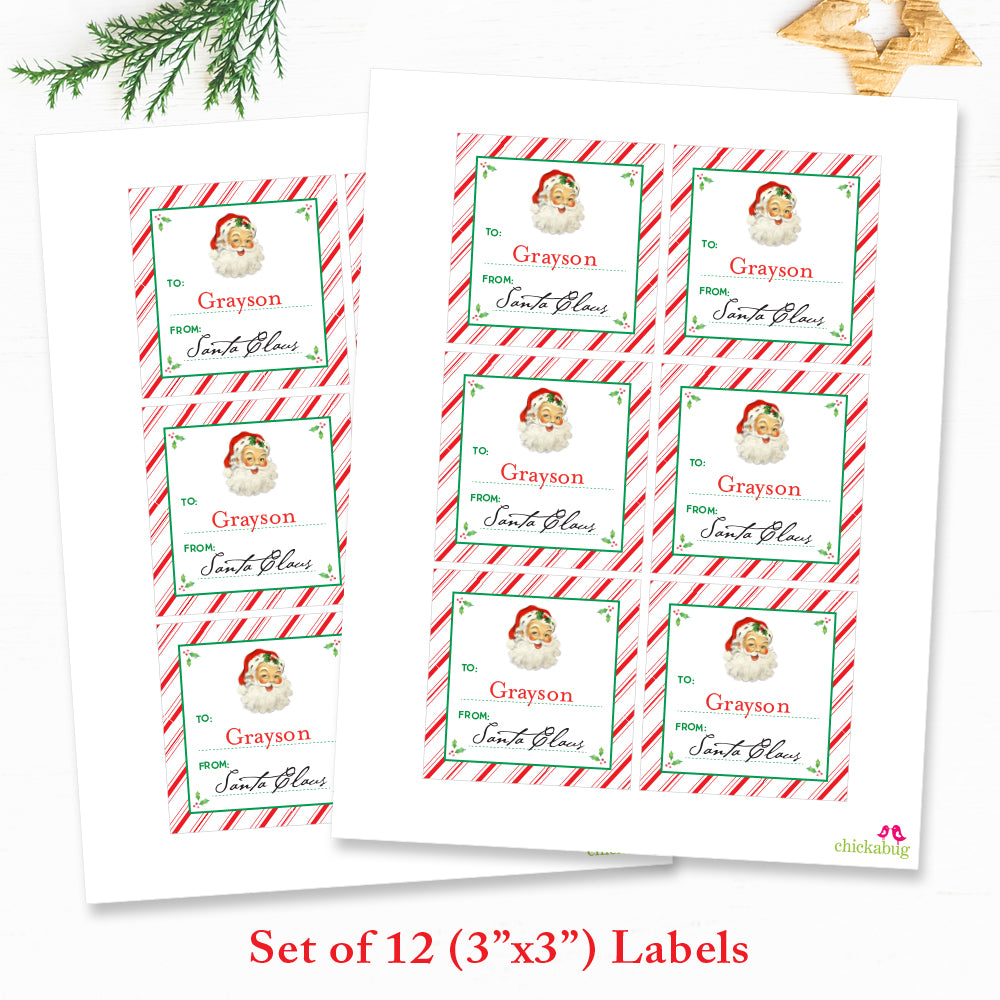 Personalized & Signed by Santa Christmas Gift Labels - Vintage Santa ...