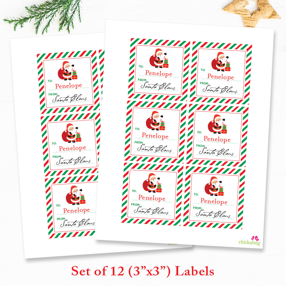 Personalized & Signed by Santa Christmas Gift Labels - Waving Santa ...