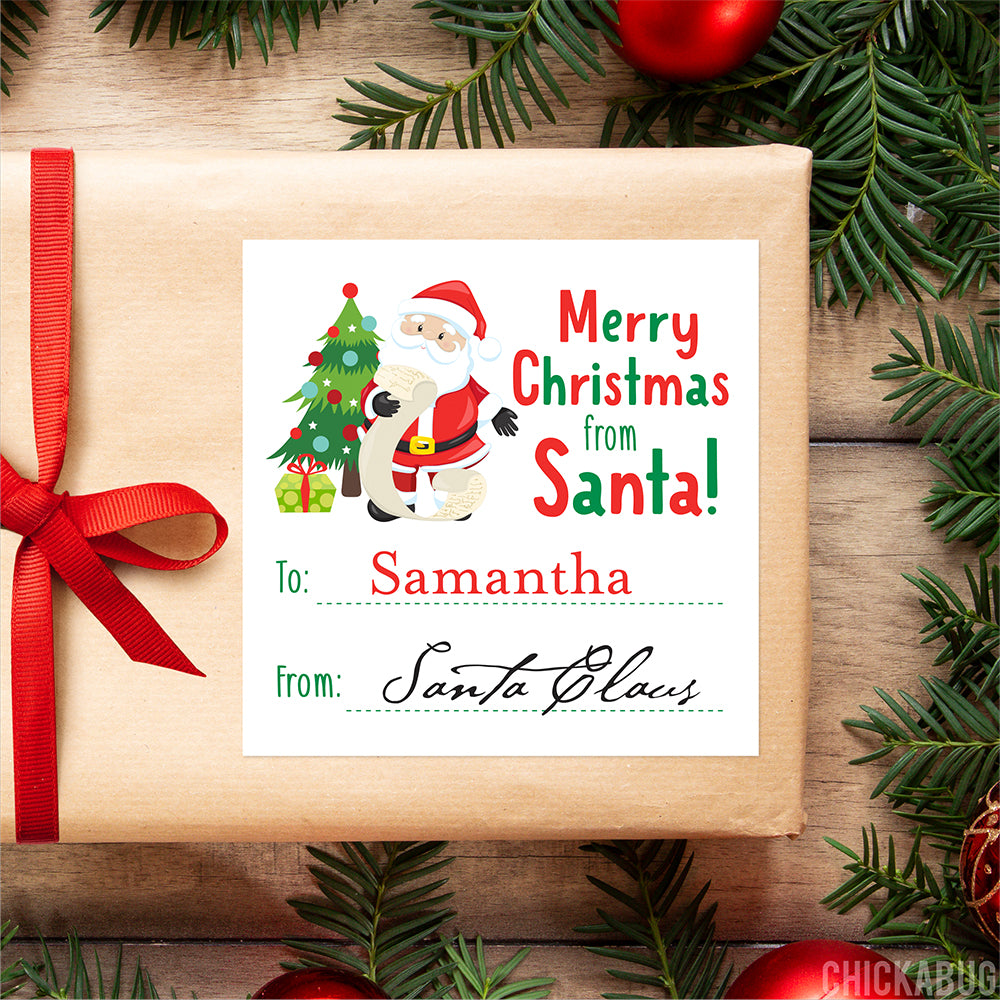 Personalized & Signed by Santa Christmas Gift Labels - Santa Checking ...