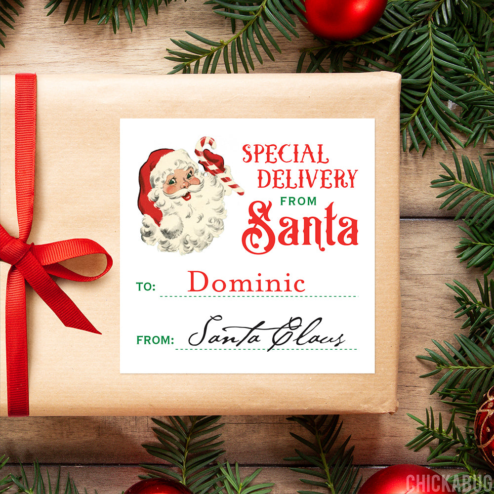 Personalized & Signed by Santa Christmas Gift Labels - Vintage Santa ...