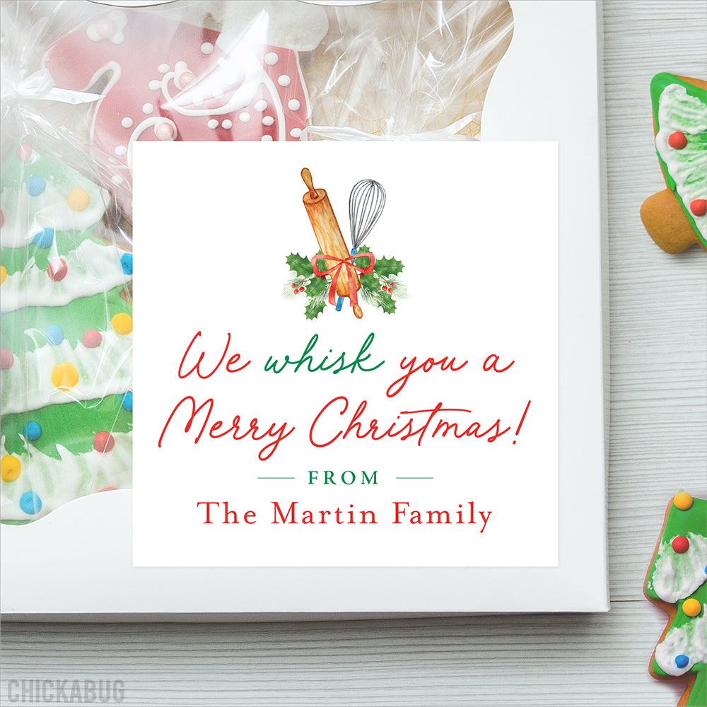 Personalized "We Whisk You a Merry Christmas" Food Gift Labels – Chickabug