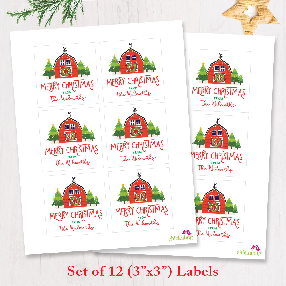 Personalized Red Barn County Christmas Gift Labels – Chickabug