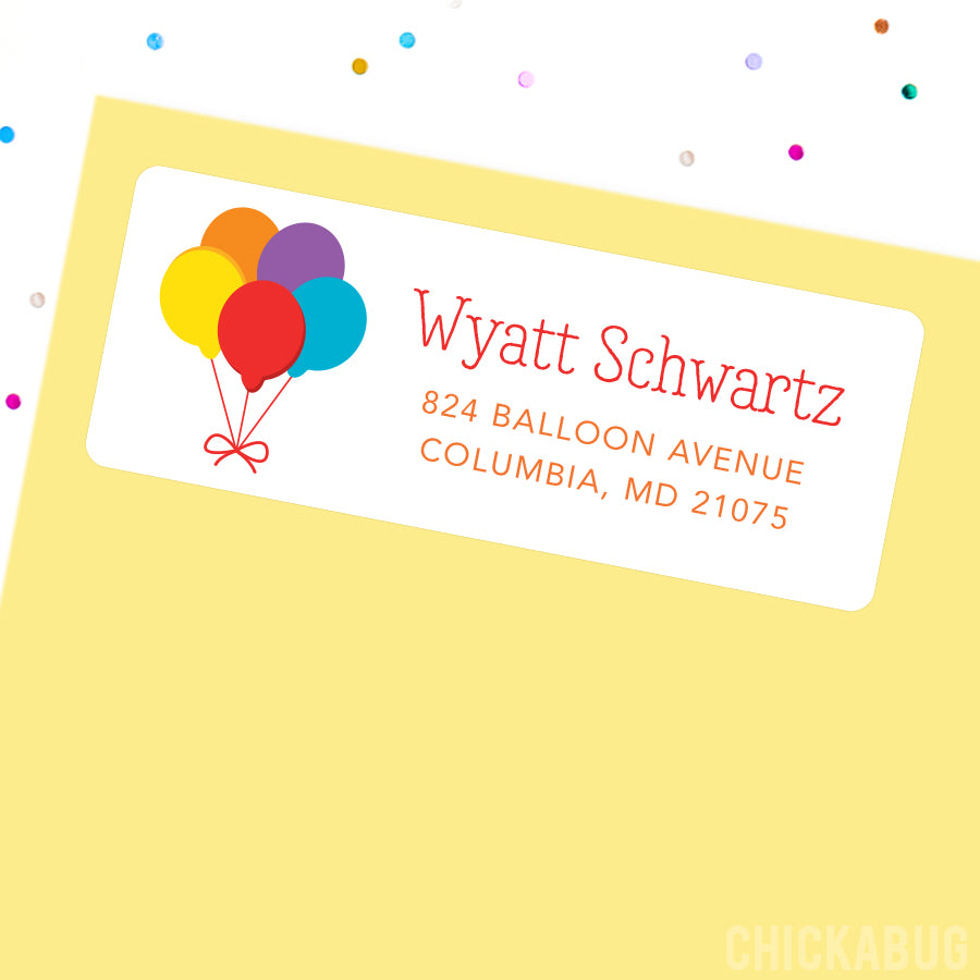Personalized Birthday Balloons Return Address Labels – Chickabug