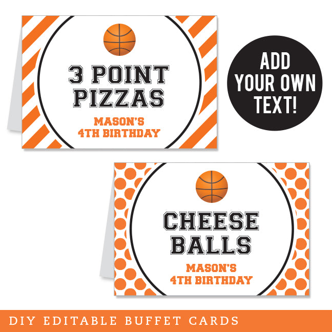 Basketball Party Table Tent Cards (EDITABLE INSTANT DOWNLOAD) – Chickabug