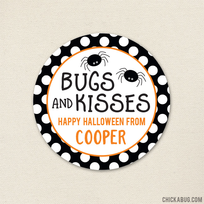 Personalized "Bugs and Kisses" Halloween Stickers – Chickabug