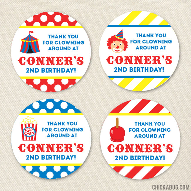 Personalized Carnival Party Favor Stickers – Chickabug