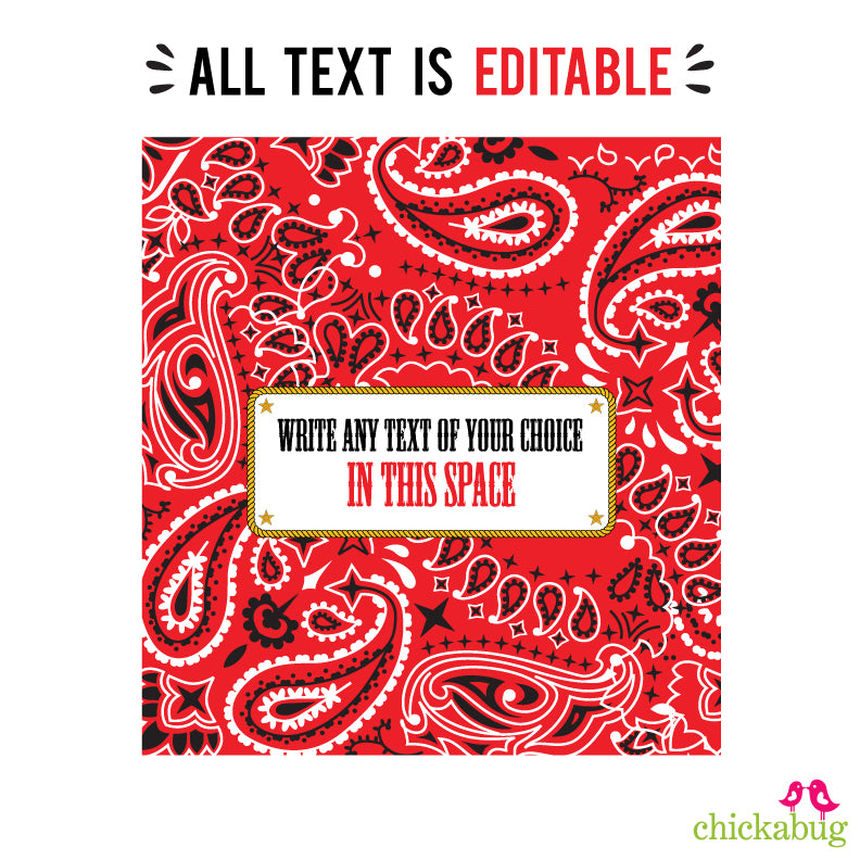 Country Western Party Chocolate Bar Labels (EDITABLE INSTANT DOWNLOAD ...