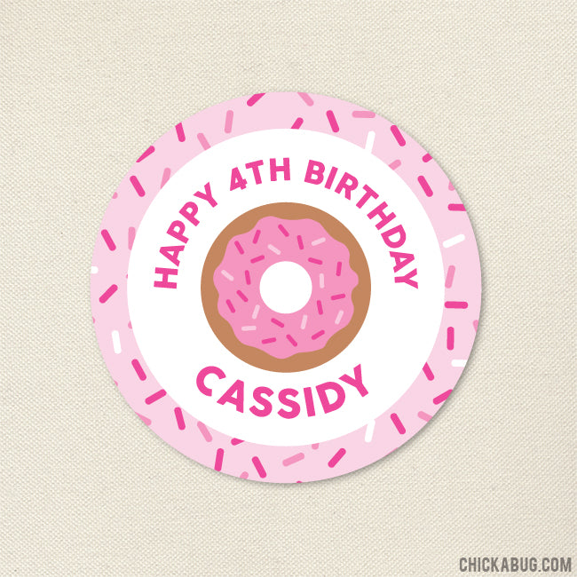 Pink Donut Birthday Stickers – Chickabug