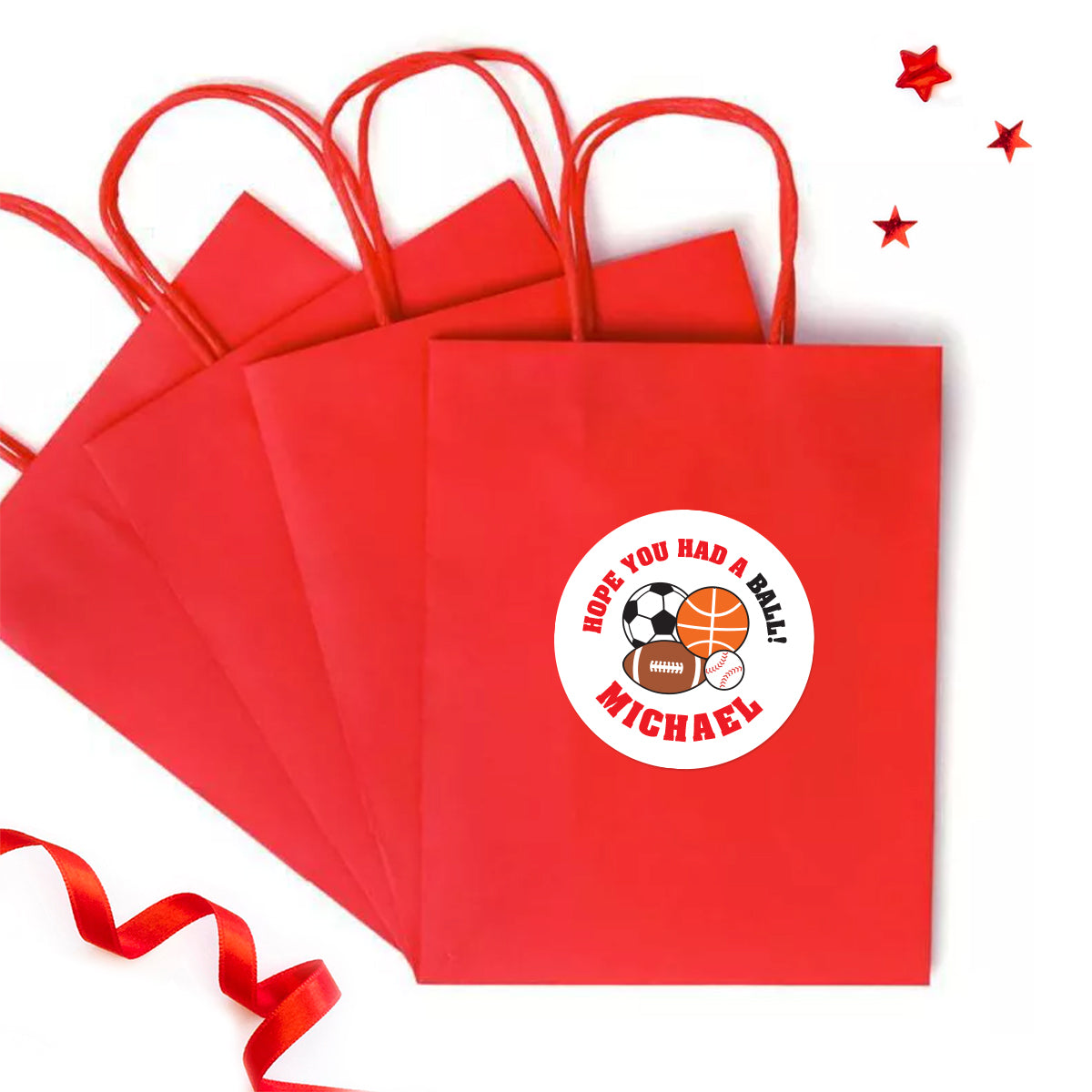 Red Sports Personalized Birthday Party Stickers – Chickabug