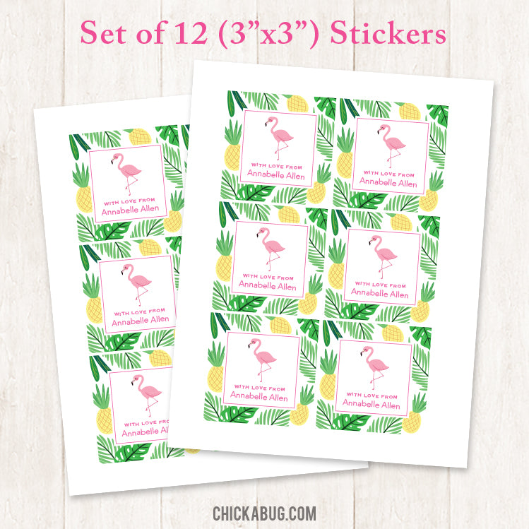 Flamingo and Pineapple Personalized Gift Labels – Chickabug