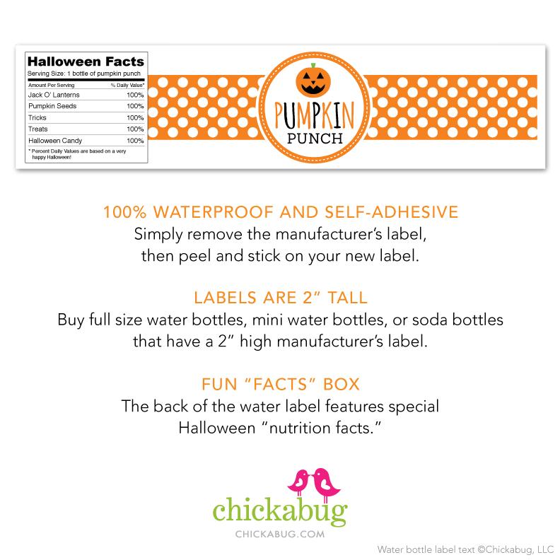 "Pumpkin Punch" Halloween Drink Labels – Chickabug