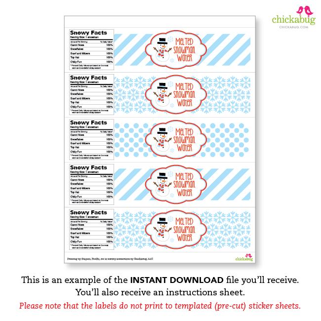Melted Snowman Water Labels (INSTANT DOWNLOAD) – Chickabug