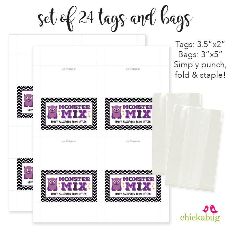 Personalized "Monster Mix" Halloween Snack Treat Bags – Chickabug