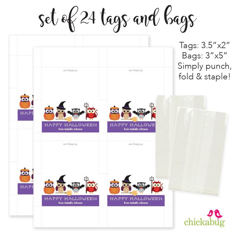 Personalized Cute Costumed Owls Halloween Treat Bags – Chickabug
