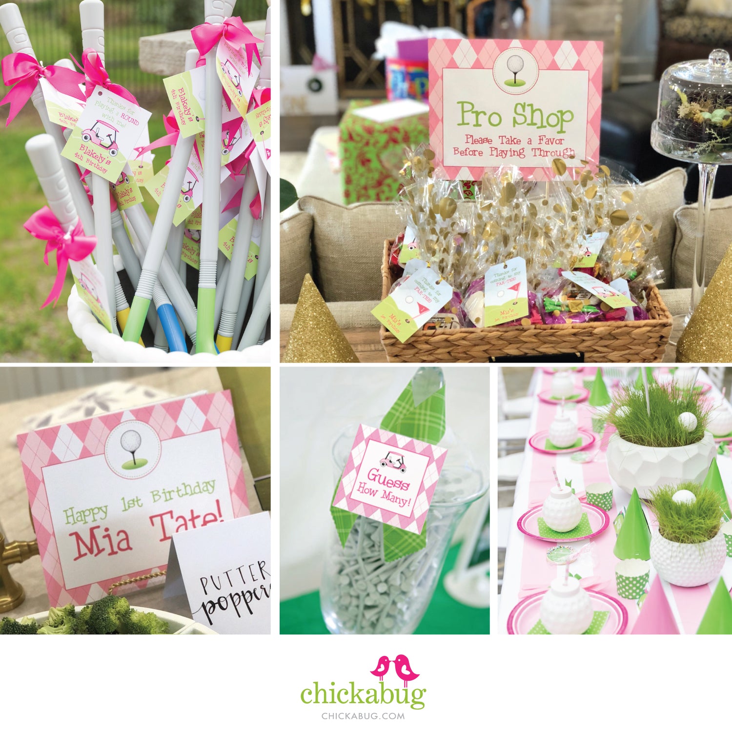 Pink Golf Birthday Party Printable Decor Kit (Digital File) – Chickabug