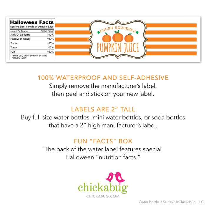 "Pumpkin Juice" Halloween Drink Labels – Chickabug