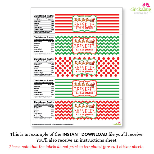 Reindeer Refreshments Water Labels (INSTANT DOWNLOAD) – Chickabug