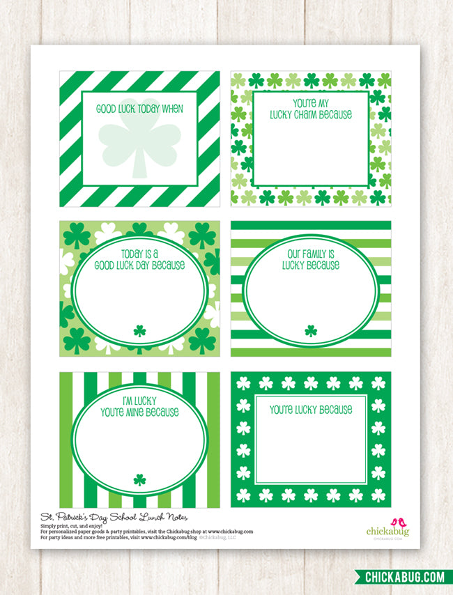Free Printable St. Patrick's Day School Lunch Notes (INSTANT DOWNLOAD ...