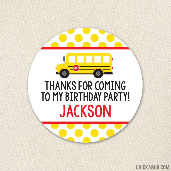 School Bus Party Favor Stickers – Chickabug