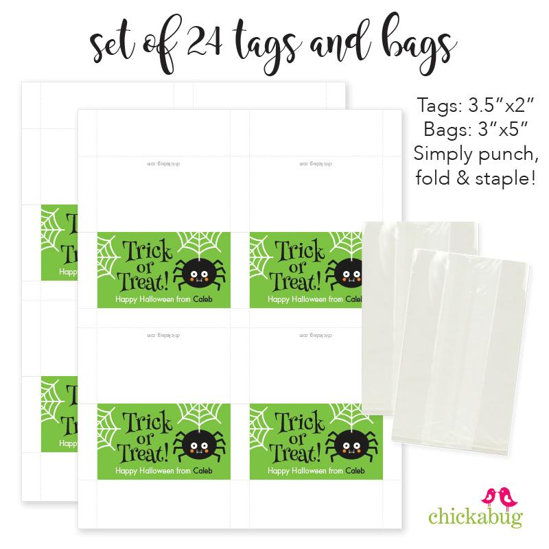 Personalized "Trick or Treat" Spider Halloween Treat Bags – Chickabug