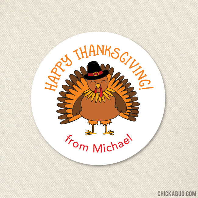 Personalized "Happy Thanksgiving" Turkey Stickers | Labels for Kids ...